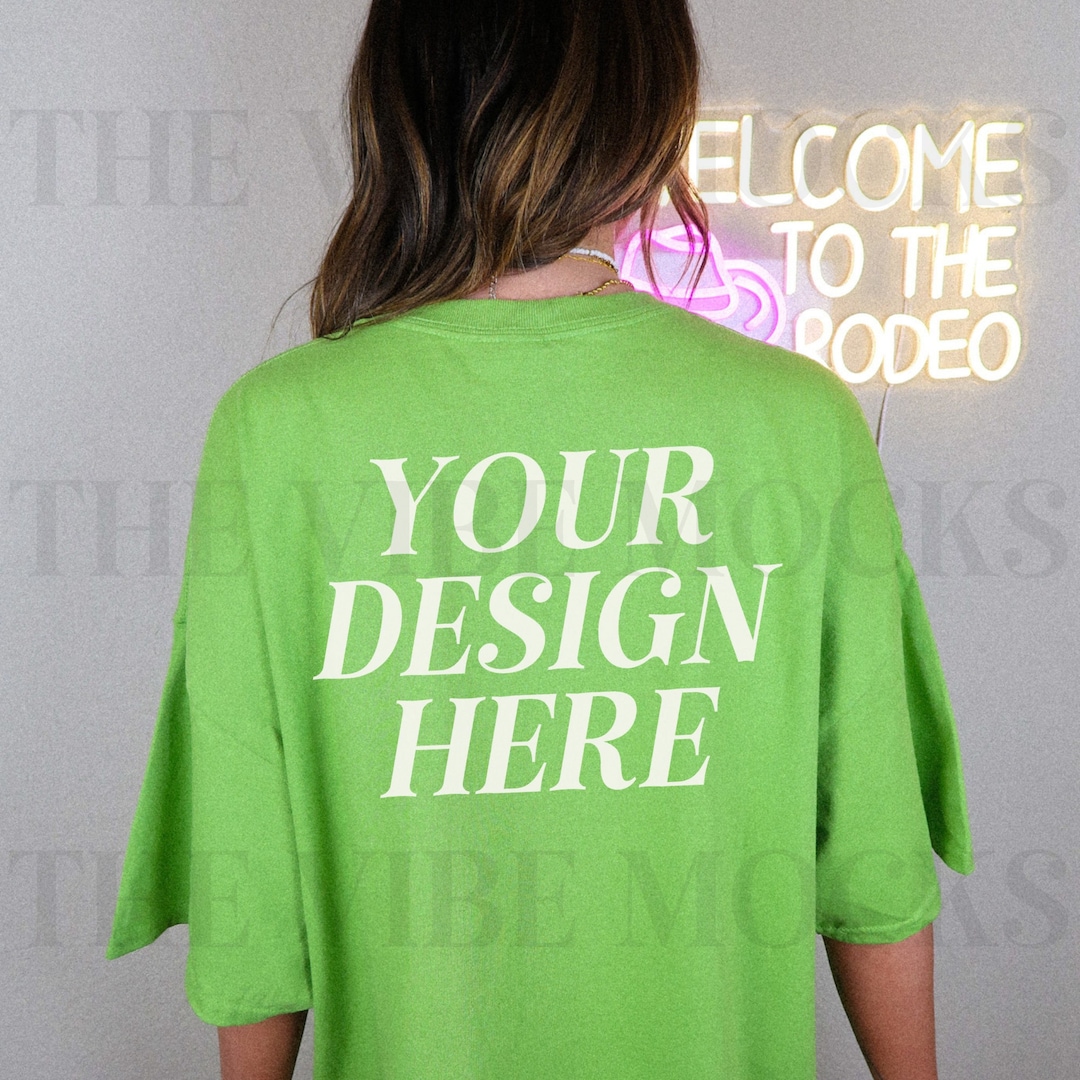 Gildan 5000 Lime Back Shirt Mockup Oversized Gildan Lime Green Tshirt ...