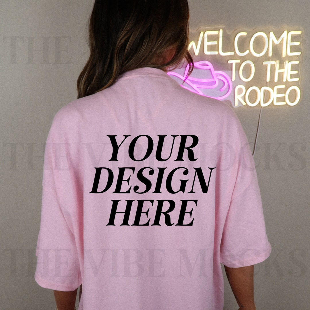 Gildan 5000 Light Pink Back Shirt Mockup Oversized Light Pink Tshirt ...