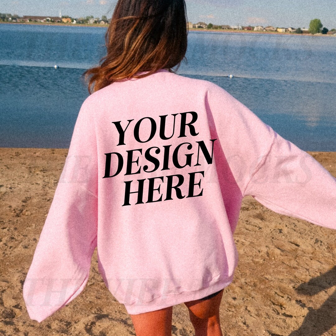 Gildan 18000 Light Pink Mockup Oversized Light Pink Back Mockup Gildan ...