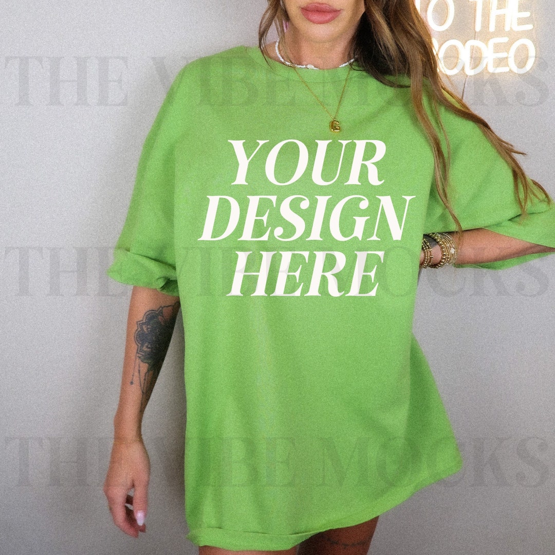 Gildan 5000 Lime Shirt Mockup Oversized Gildan Lime Green Tshirt Mockup ...