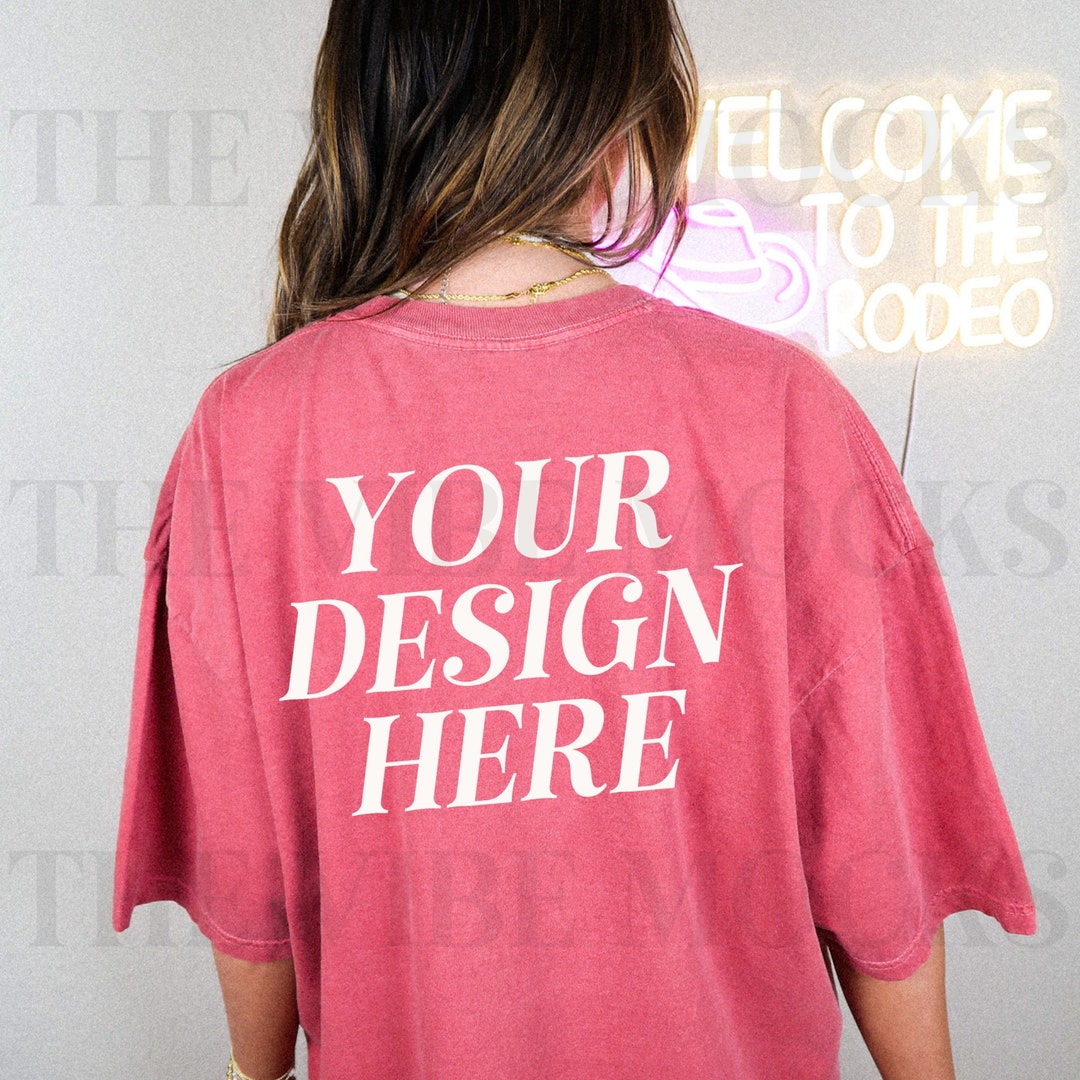 Comfort Colors C1717 Crimson Back Shirt Mockup Oversized Comfort Colors ...