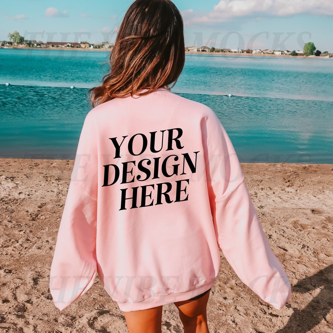 Gildan 18000 Light Pink Mockup Oversized Light Pink Back Mockup Gildan ...