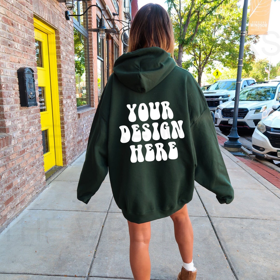 Gildan 18500 Forest Green Hoodie Mockup Oversized Forest Green ...