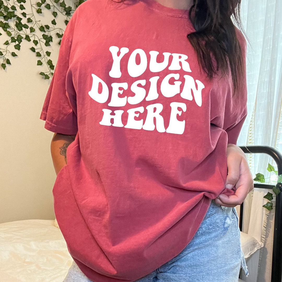 Comfort Colors C1717 Crimson Mockup Oversized Tshirt Mockup Model ...