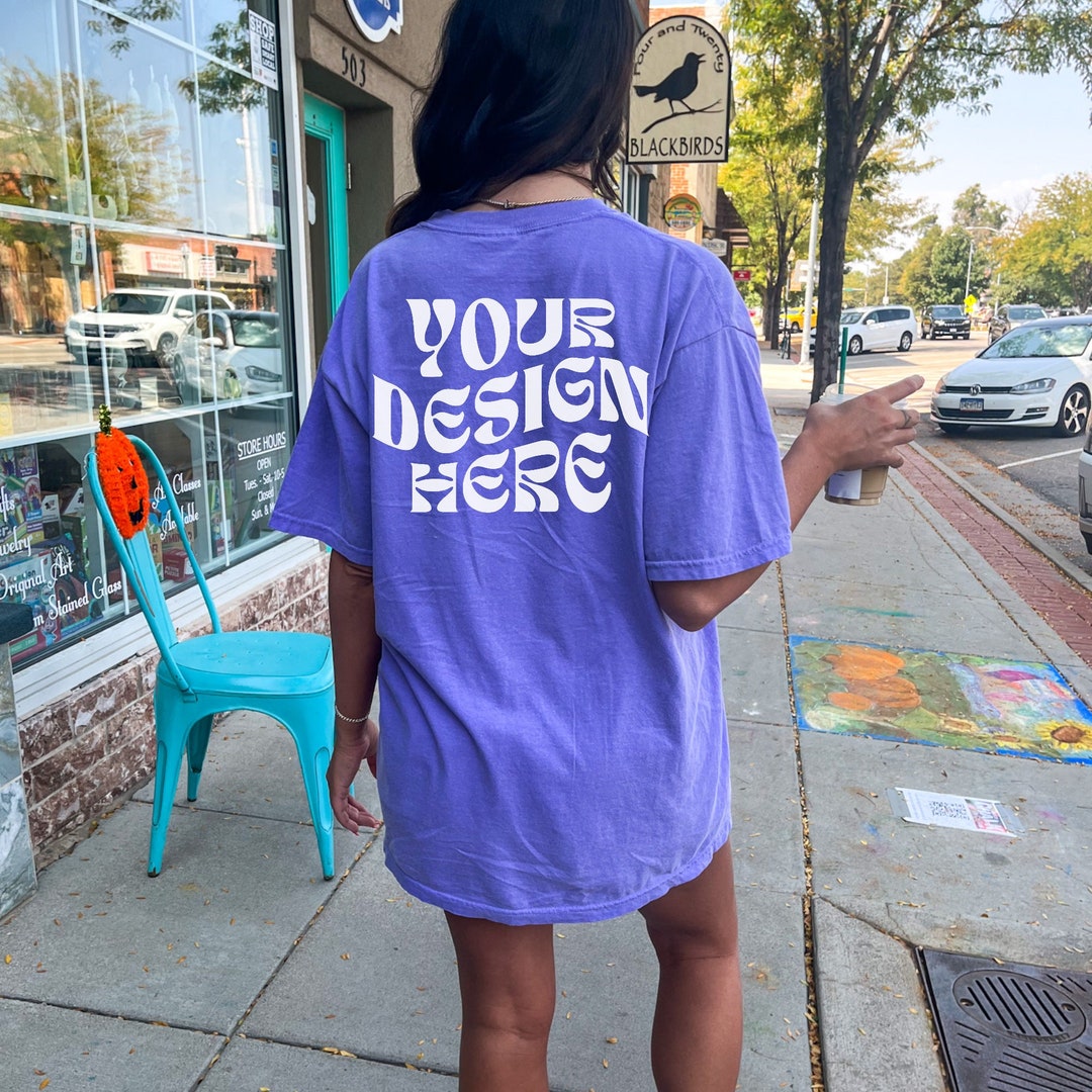 Comfort Colors C1717 Violet Mockup Oversized Tshirt Mockup Model Mockup ...