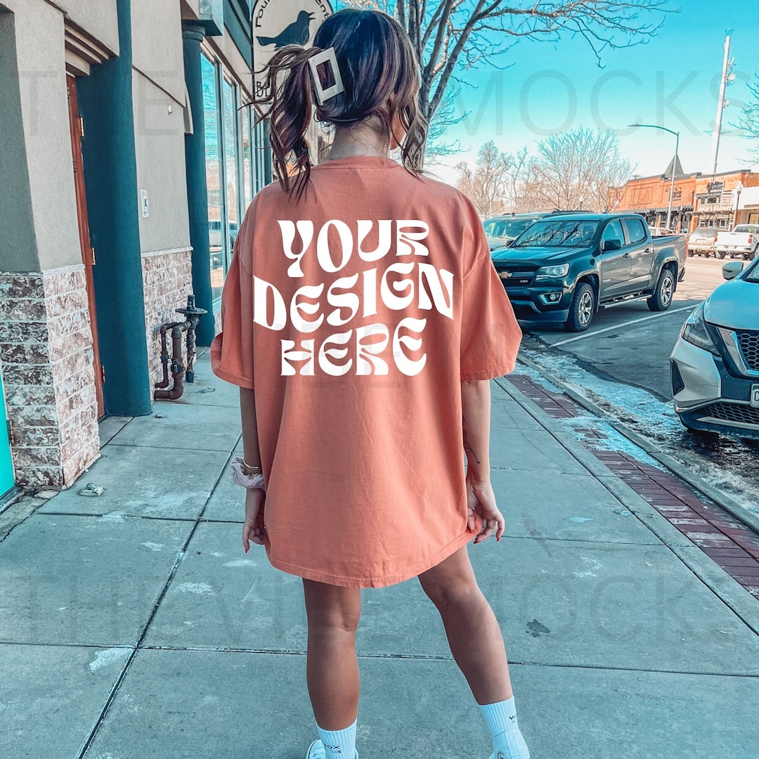 Comfort Colors C1717 Terracotta Mockup Oversized Tshirt Mockup Model ...