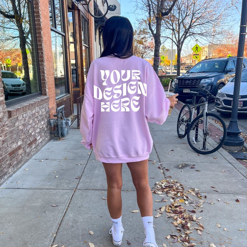 Gildan 18000 Light Pink Back Mockup Oversized Light Pink - Etsy