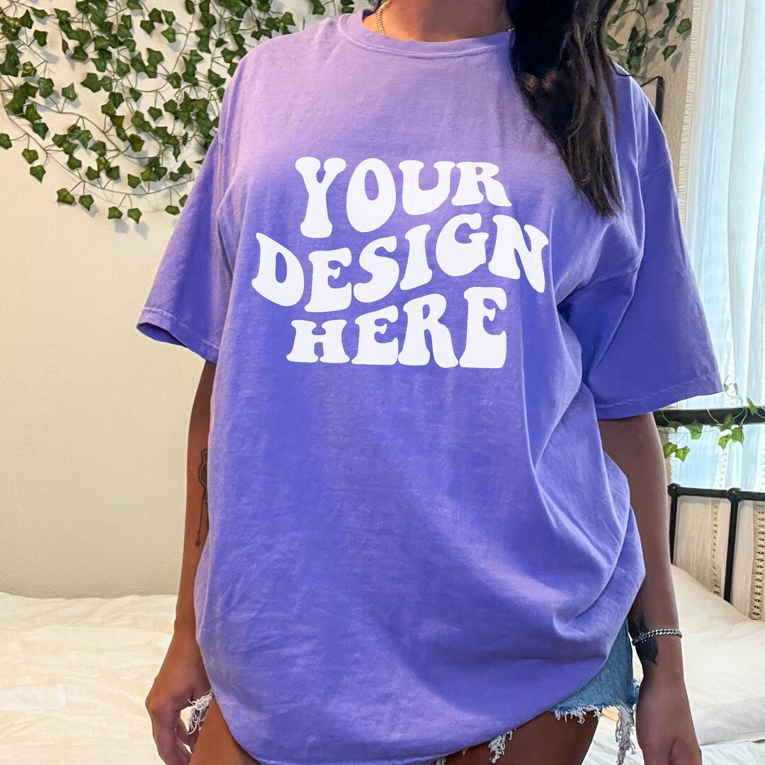 Comfort Colors C1717 Violet Mockup Oversized Tshirt Mockup Model Mockup ...