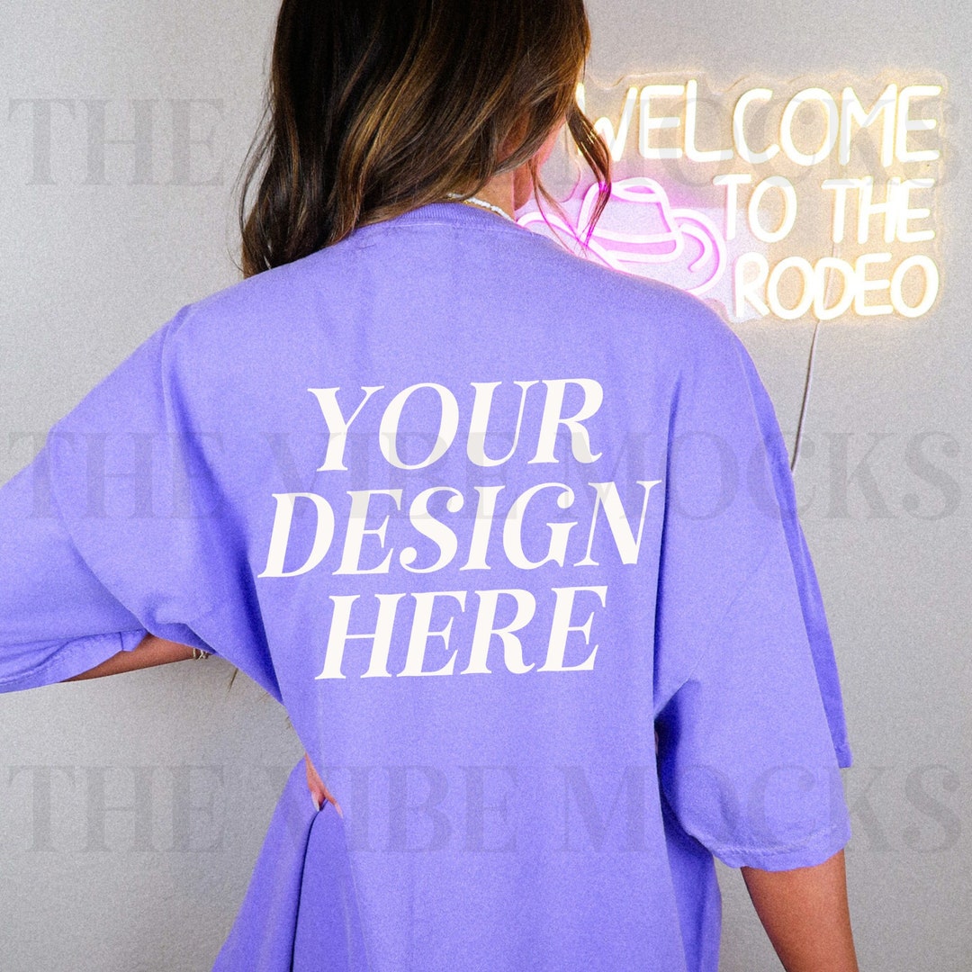 Comfort Colors C1717 Violet Back Shirt Mockup Oversized Violet Comfort ...
