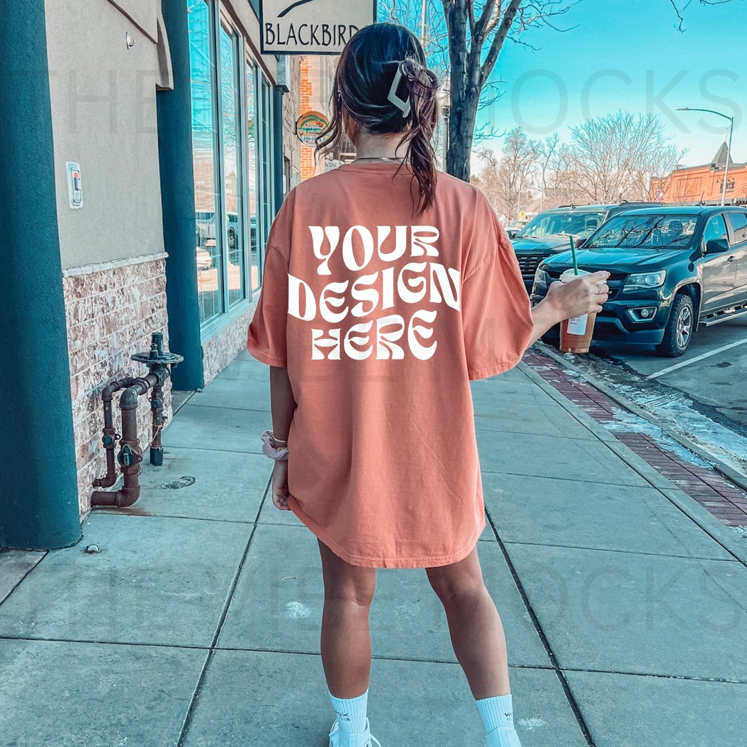 Comfort Colors C1717 Terracotta Mockup Oversized Tshirt Mockup Model ...