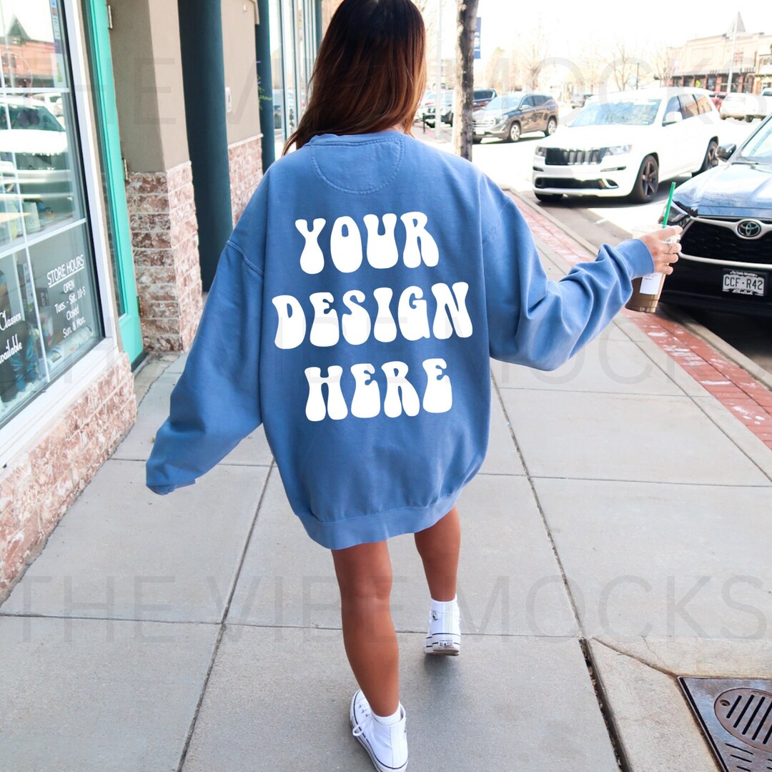Comfort Colors 1566 Blue Jean Mockup Comfort Colors Back Sweatshirt ...