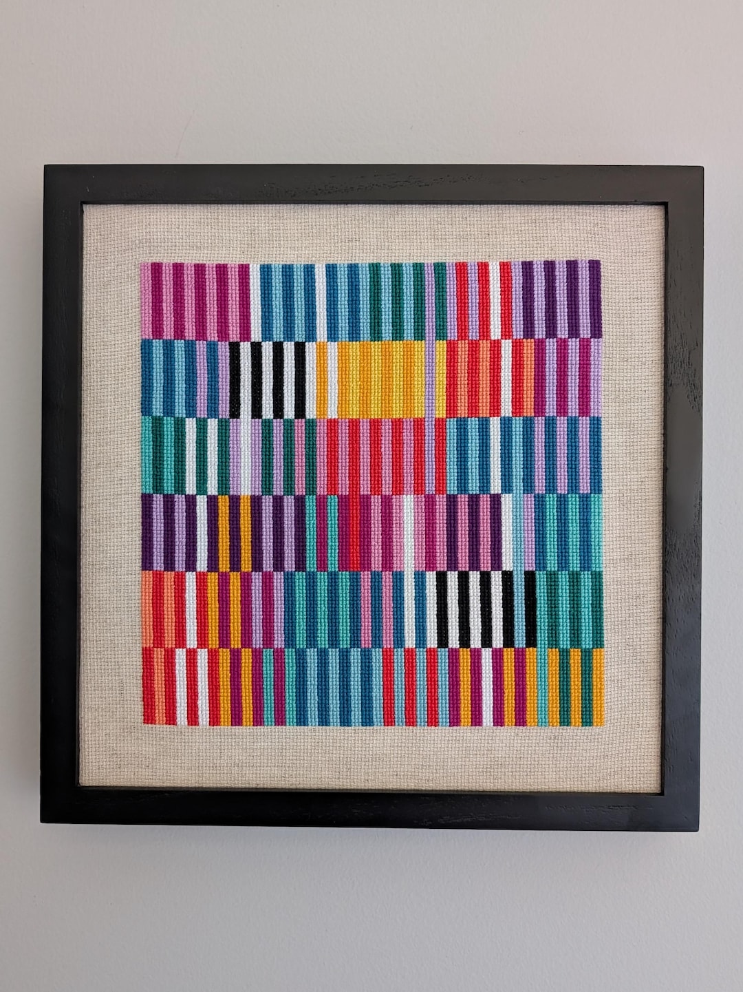 Jeweled Rainbow Color Block Stripes, Geometric Modern Cross Stitch ...