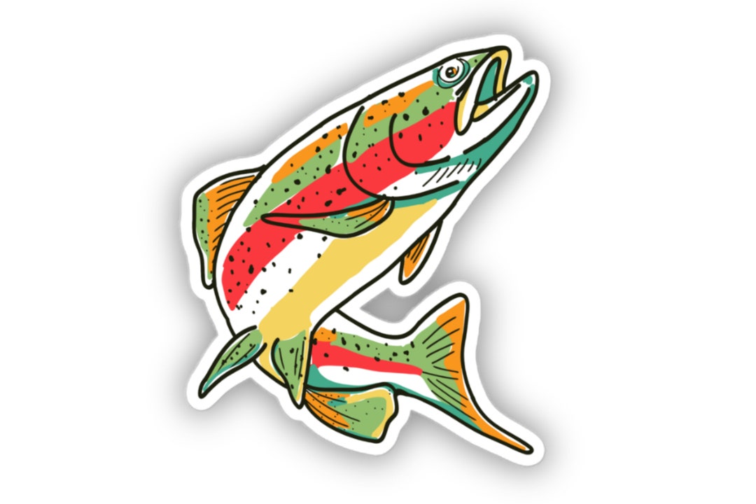 Rainbow Trout Vinyl Sticker, Waterbottle Sticker, Laptop Sticker, Fish ...