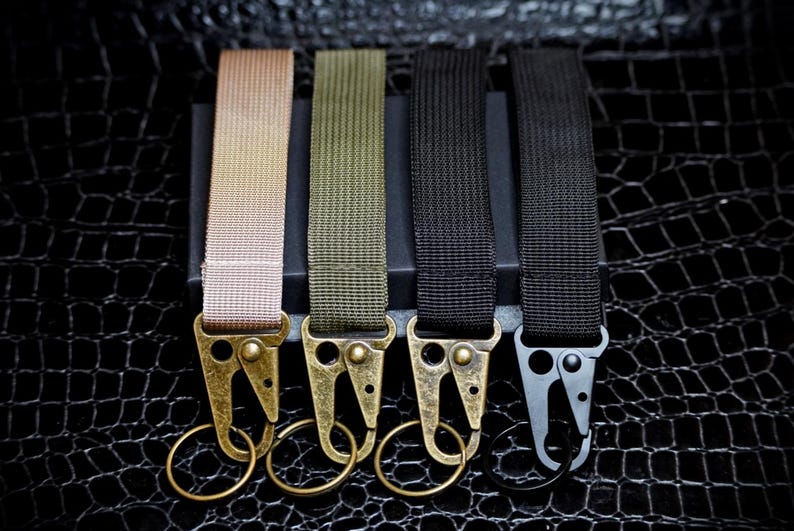 Antique Brass Wrist Strap Keychain, Vintage Green Lanyard, Clip-on Key ...