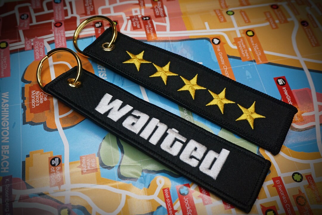 GTA Wanted Level Keychain 5 Stars Embroidered - Etsy