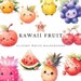 Watercolor Kawaii Fruit Clipart Kawaii Summer Fruit Clipart Instant ...