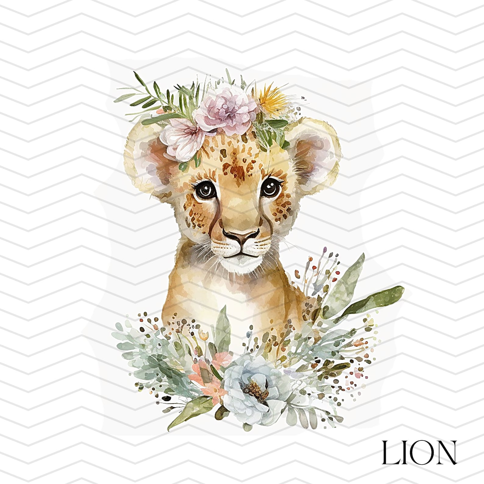 Safari Animals Nursery Wall Art Giraffe Print Art Baby Lion Print ...