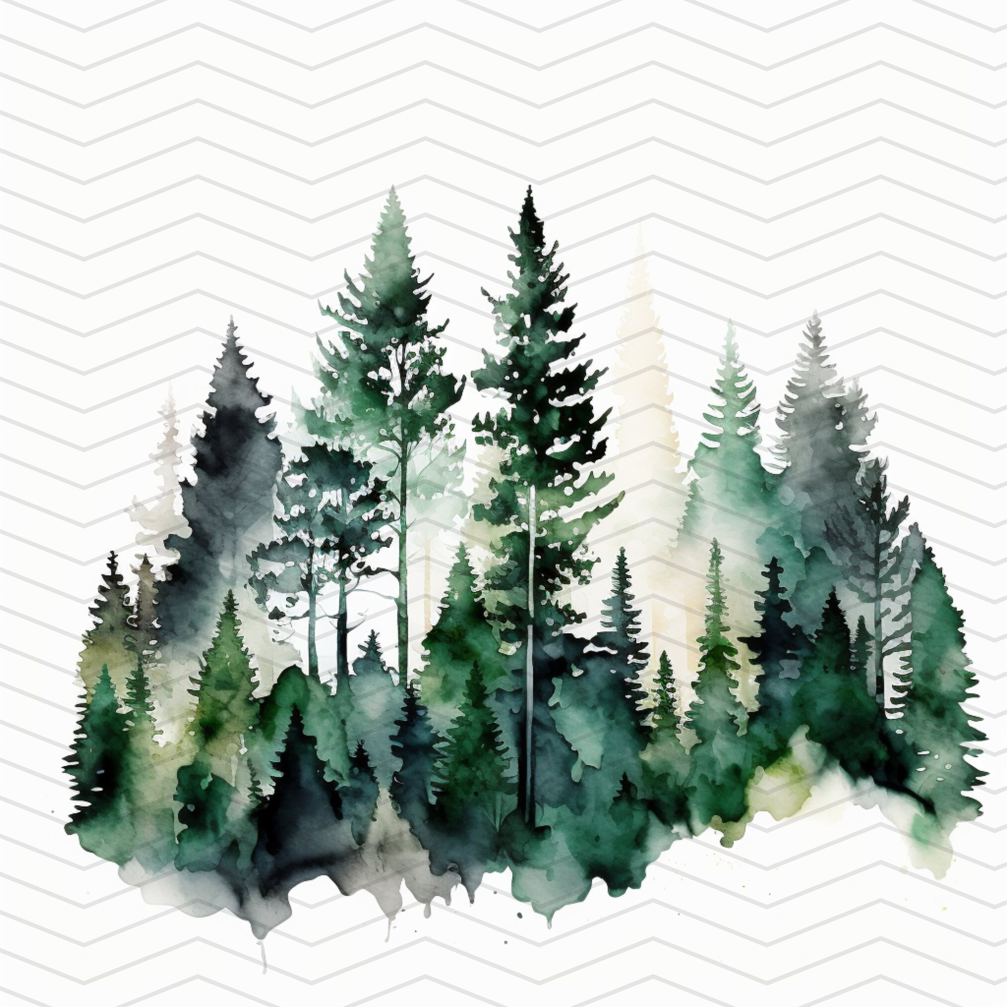 Clipart Forest Watercolor Forest Landscapes of Evergreen Trees - Etsy