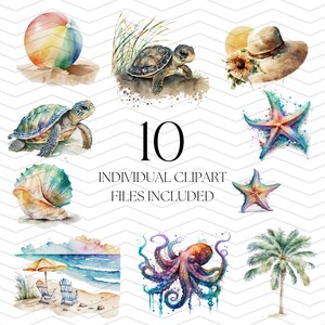 Beach Clipart Set Summer Beach Clipart Starfish Wall Decor - Etsy