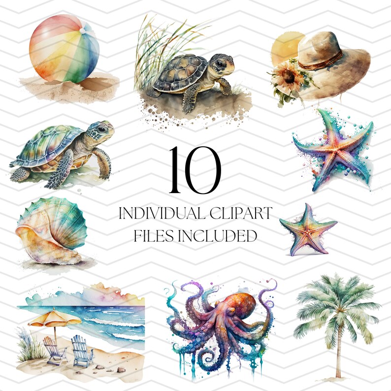 Beach Clipart Set Summer Beach Clipart Starfish Wall Decor - Etsy