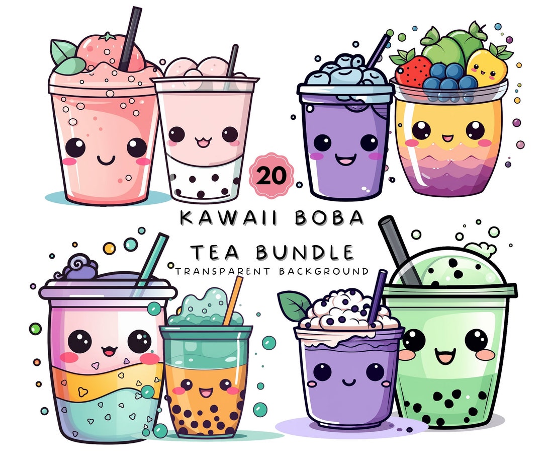 Kawaii Bubble Tea PNG Boba Tea Stickers Kawaii Drink Bubble Tea Clipart ...