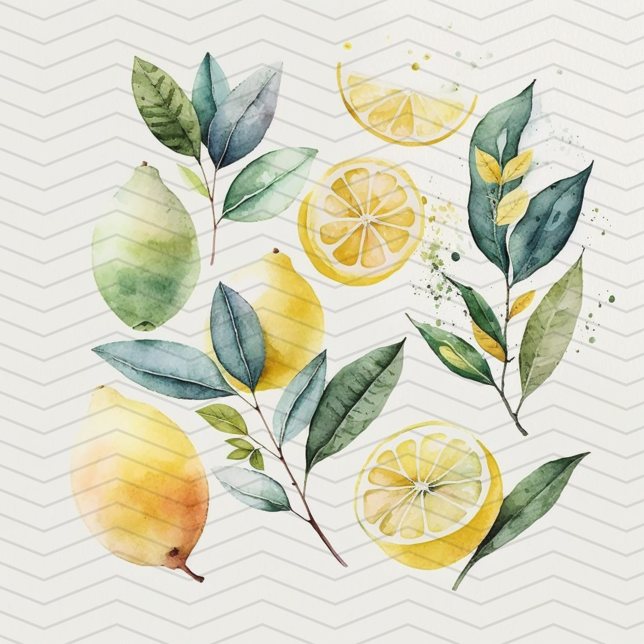 Watercolor Lemons Clipart for Summer Clip Art for Commercial - Etsy