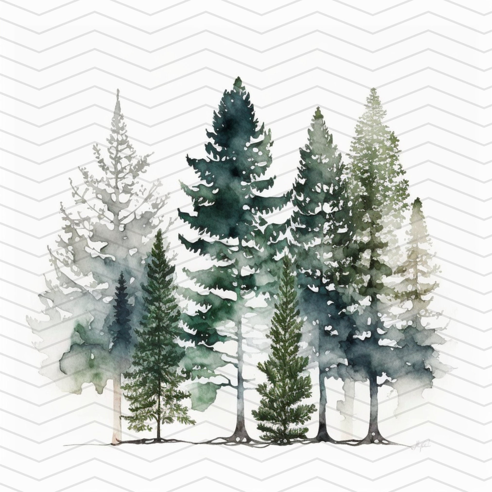 Clipart Forest Watercolor Forest Landscapes of Evergreen Trees - Etsy