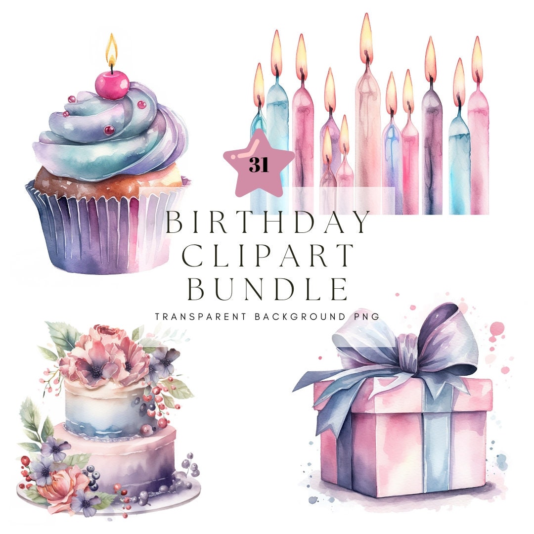 Watercolor Birthday Clipart Children Birthday Banners Clip Art - Etsy