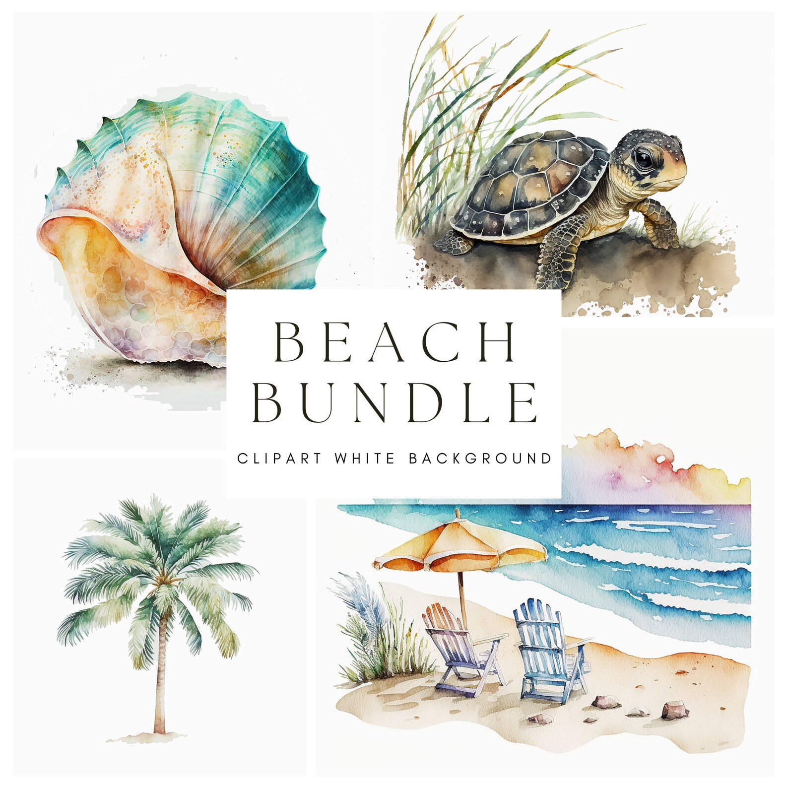 Beach Clipart Set Summer Beach Clipart Starfish Wall Decor - Etsy