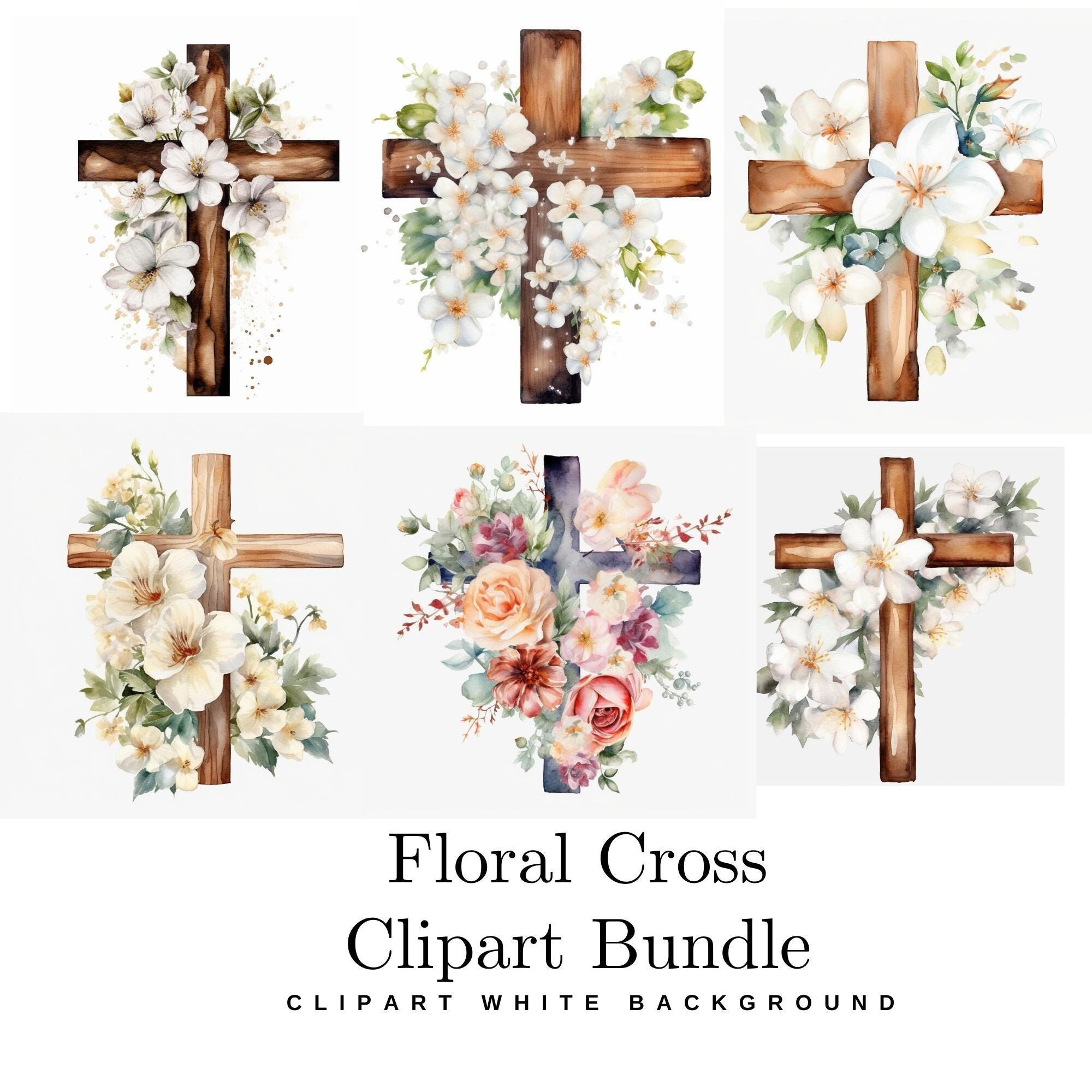 Cross With Flowers Clip Art