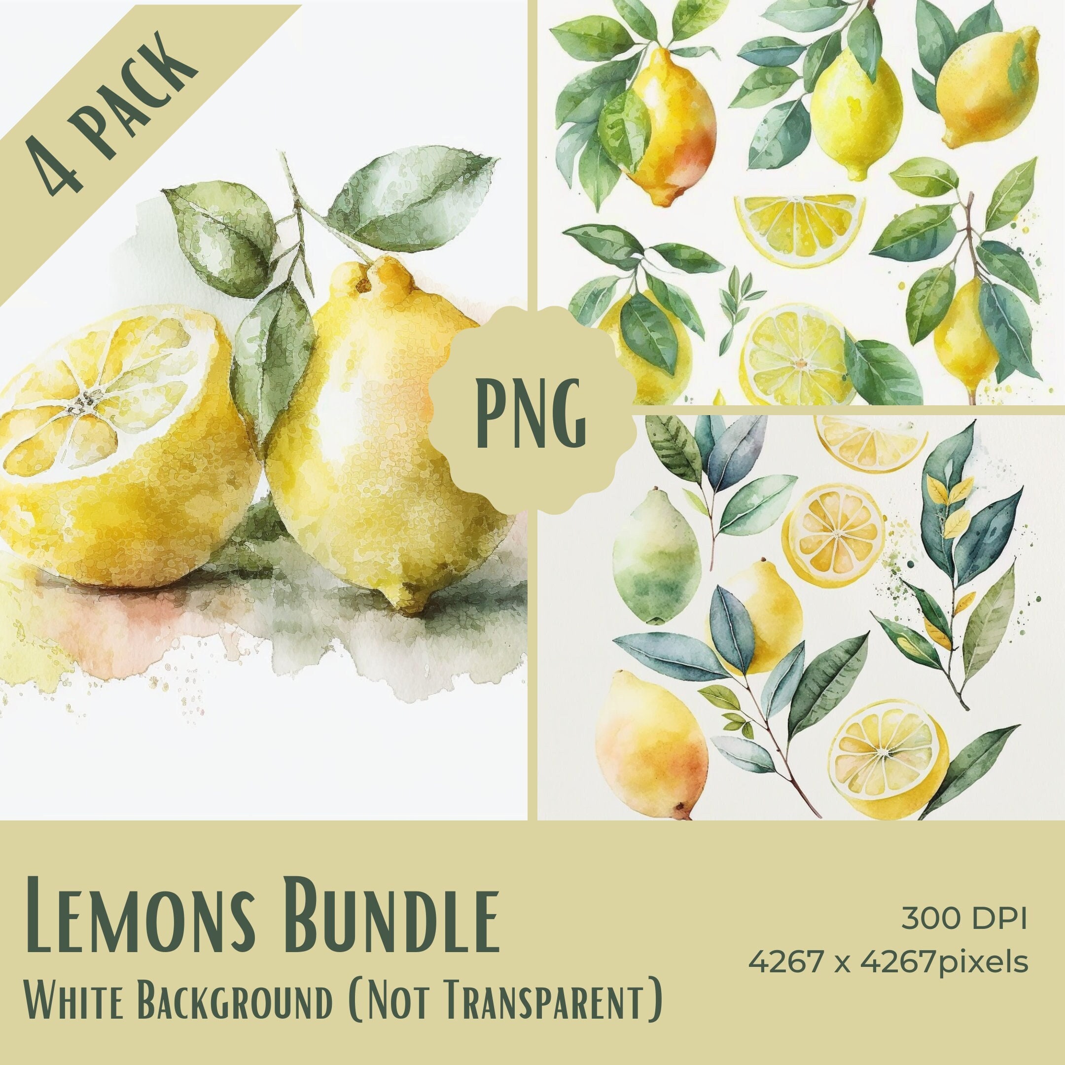 Watercolor Lemons Clipart for Summer Clip Art for Commercial - Etsy