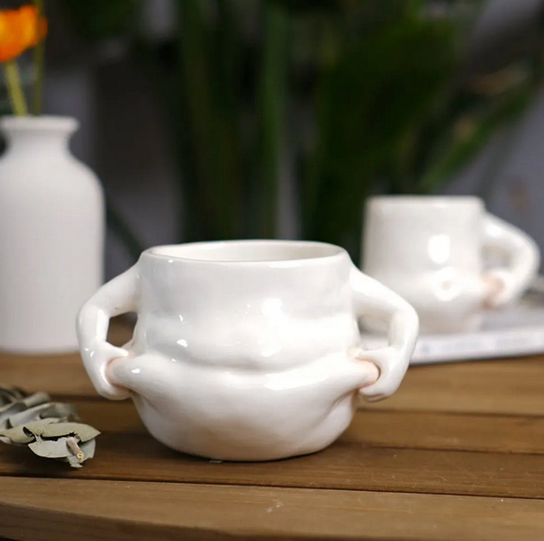 Love Handles Ceramic Mug, Hand Pinch Belly Coffee Mug, Ceramic Booty ...
