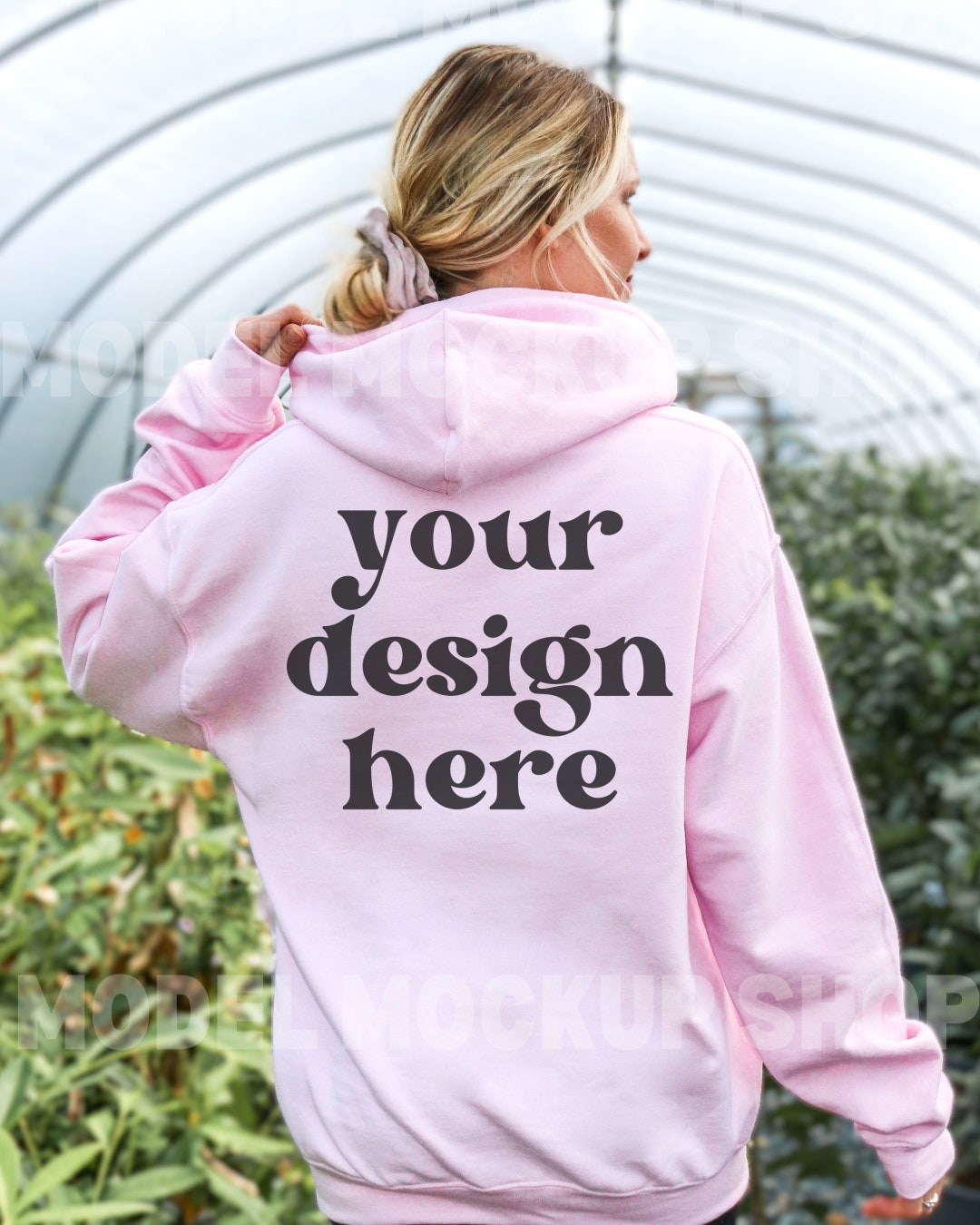 Gildan 18500 Light Pink Hoodie Mockup, Back of Hoodie Mockup, Oversized ...