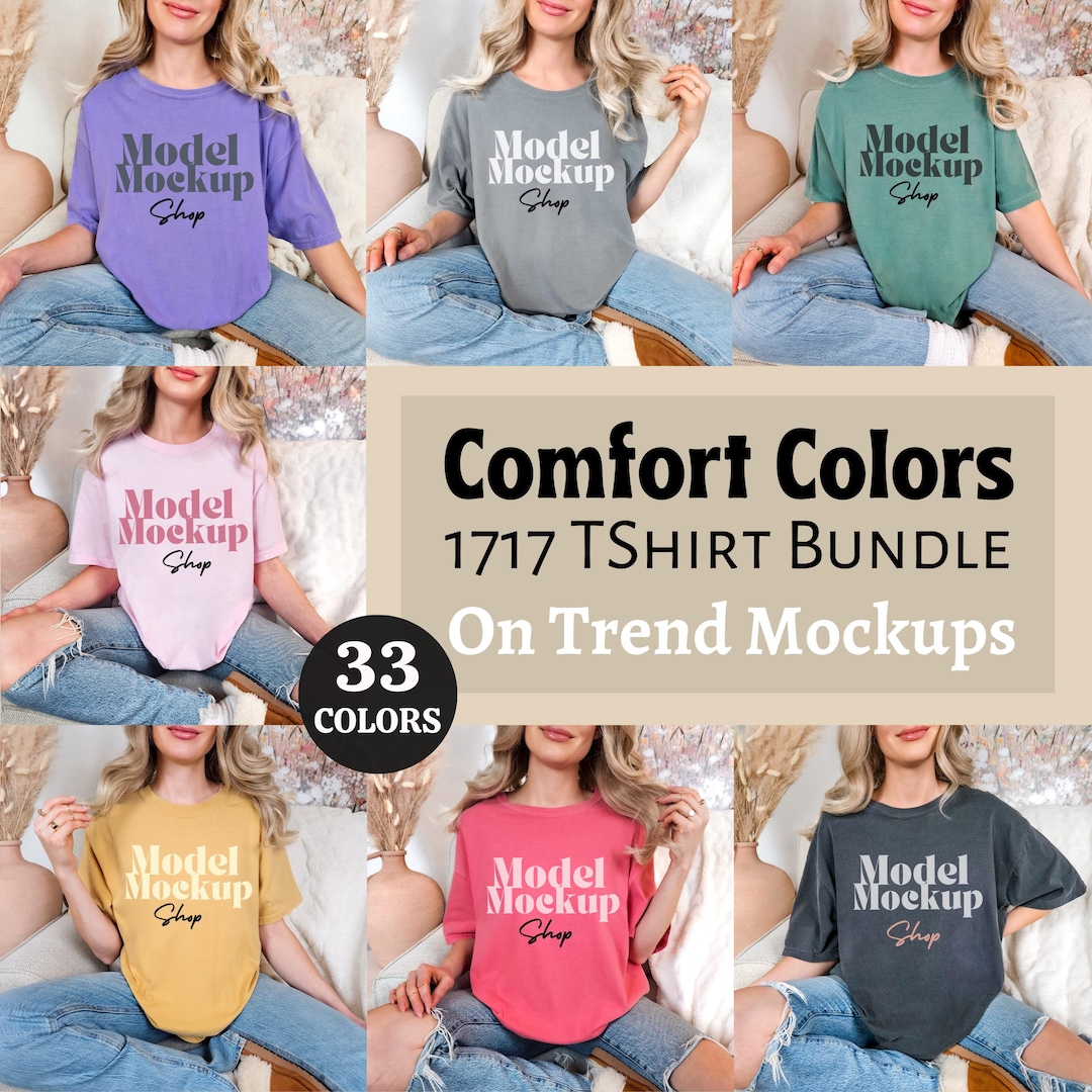 Comfort Colors 1717 Mockup Bundle, 1717 Tshirt Bundle, Real Model Mock ...