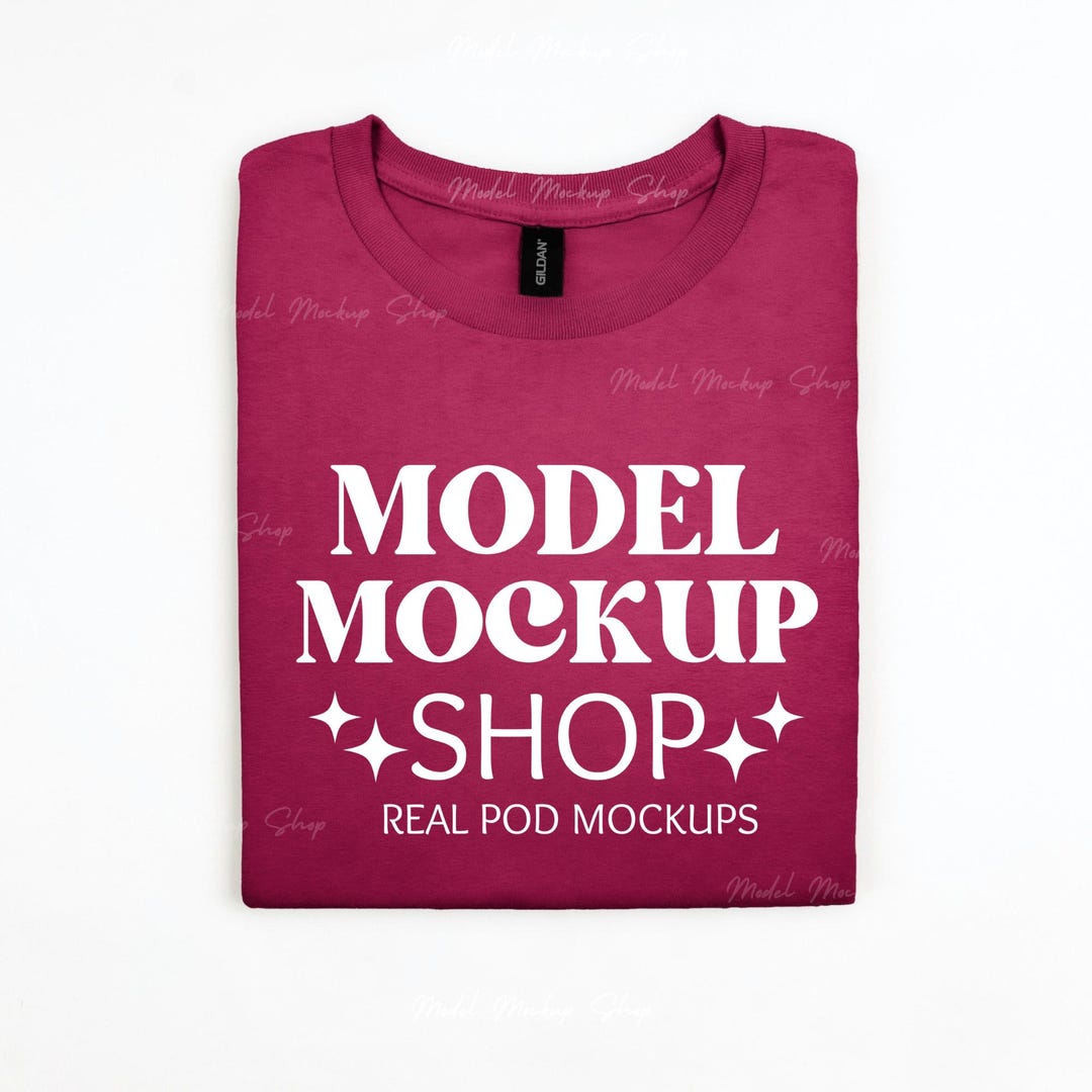 Gildan 5000 Berry Flat Lay Mockup, 5000 Berry Flat Lay Shirt Mock, 5000 ...