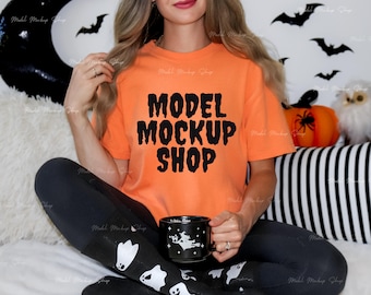 Burnt Orange Comfort Colors Halloween Mockup | Comfort Colors 1717 ...