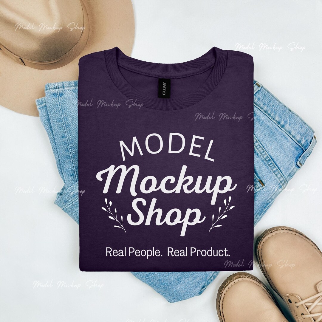 Gildan 5000 Raspberry Flat Lay Mockup, 5000 Purple Flat Lay Shirt ...