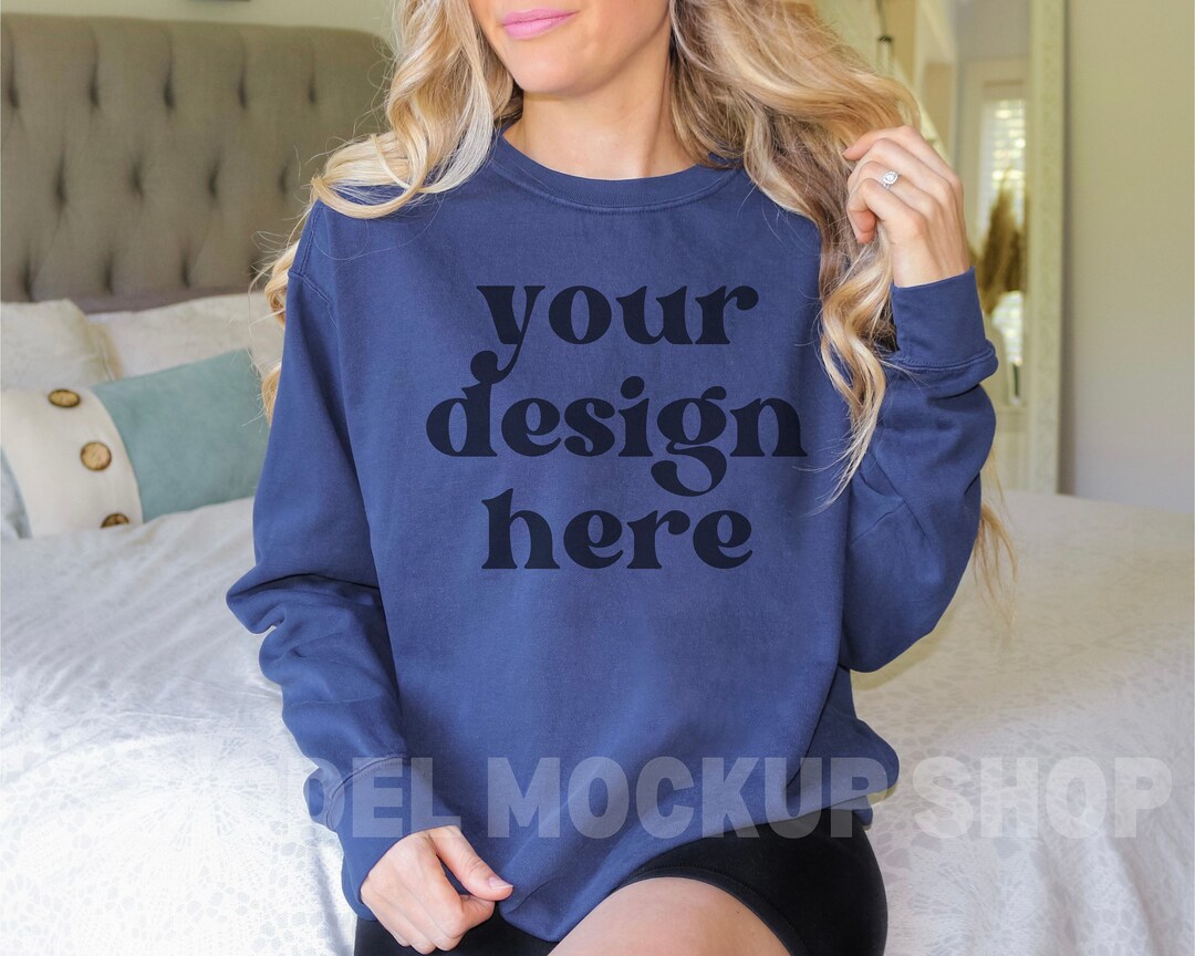 Comfort Colors True Navy 1566 Mockup, Comfort Colors Sweatshirt Mockup ...