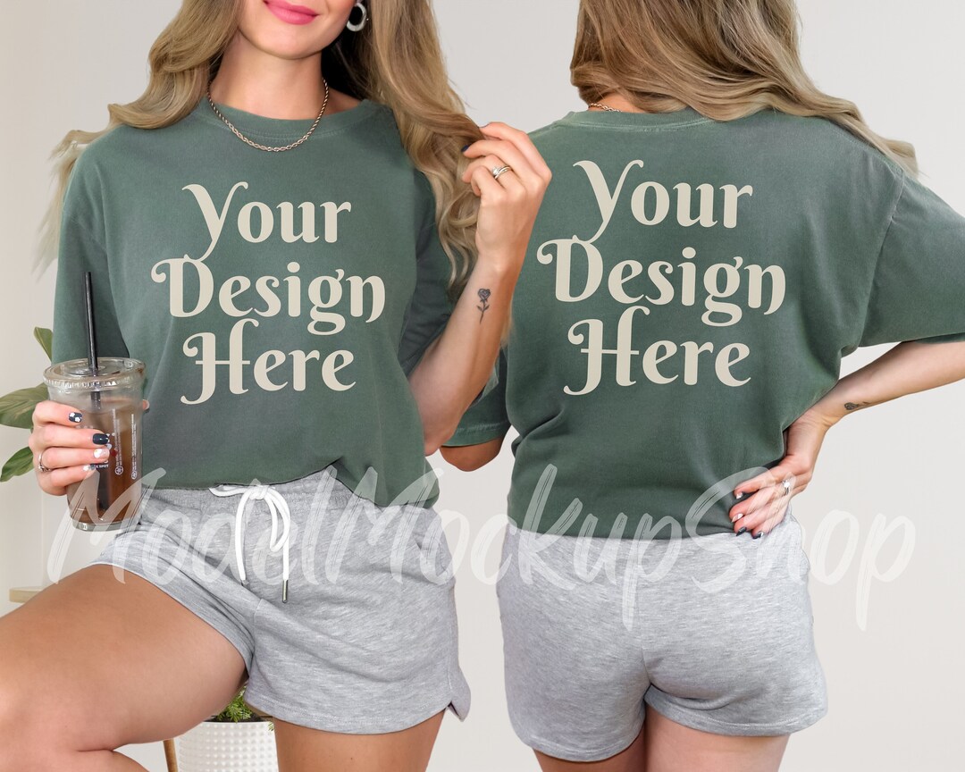 Front Back Comfort Colors Moss Mockup Comfort Colors 1717 - Etsy