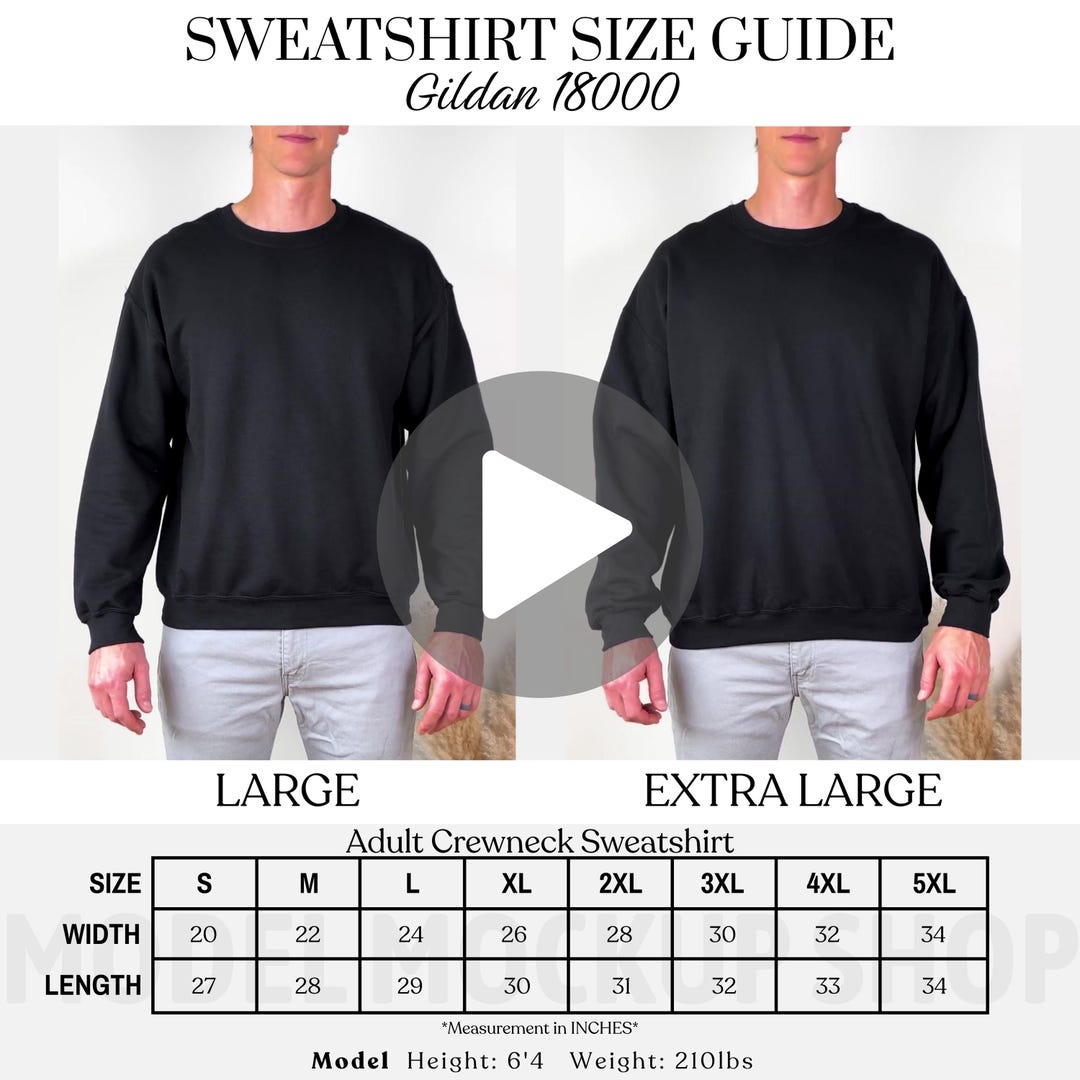 Gildan 18000 Video Size Chart, G180 Sweatshirt Mens Video Size Chart ...