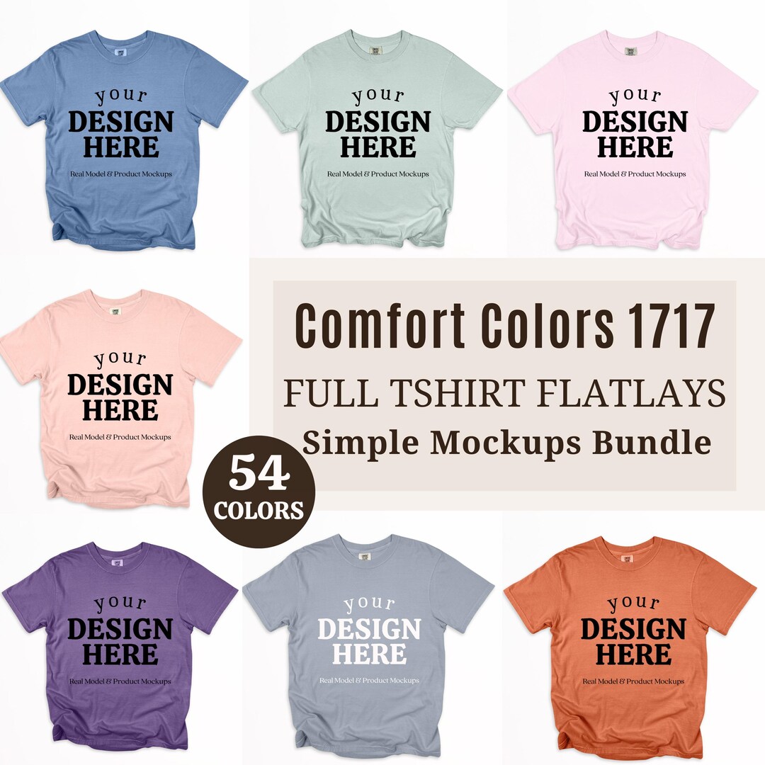 Comfort Colors 1717 Flat Lay Mockup Bundle, CC1717 Folded T-shirt ...