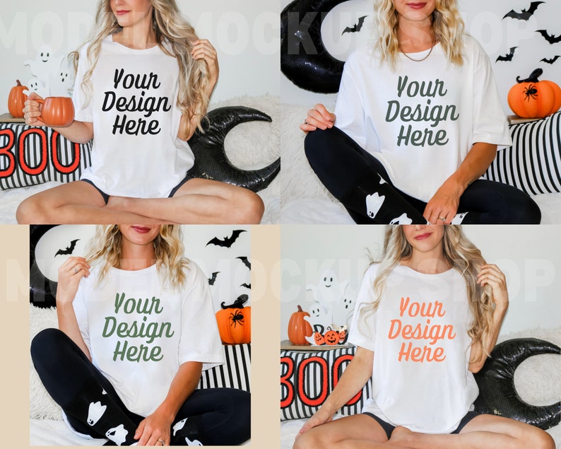 Bella Canvas 3001 Mockup Bundle, Bella Canvas Halloween Bundle Mockup ...