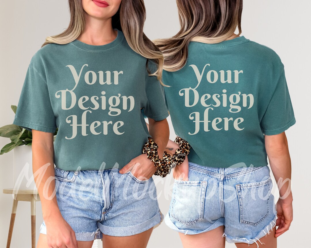 Blue Spruce Comfort Colors C1717 Mockup, Front and Back Comfort Colors ...