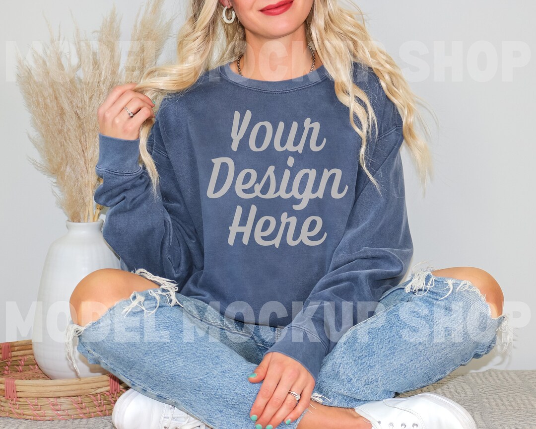 Comfort Colors Denim 1566 Mockup, Comfort Colors Sweatshirt Mockup ...