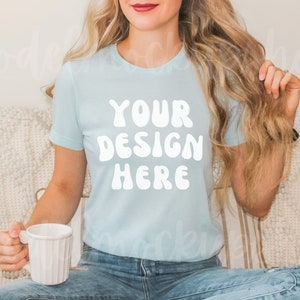 Heather Ice Blue Bella Canvas Shirt Mockup 3001 Tshirt Mock up - Etsy