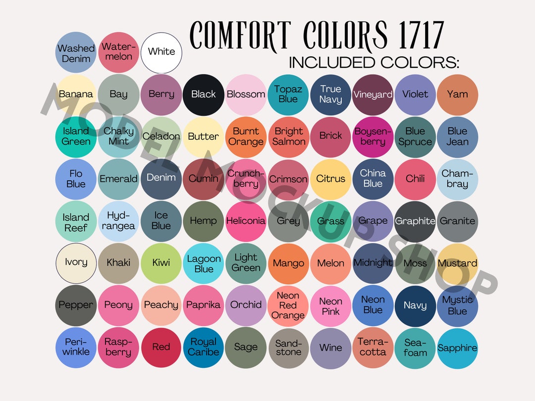 Comfort Colors 1717 Color Chart, Printify Users, Editable Canva ...