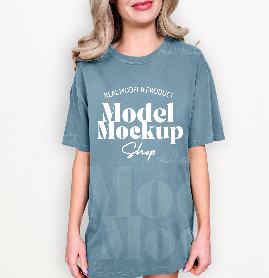 Comfort Colors 1717 Ice Blue Mockup, CC1717 Ice Blue Shirt, CC 1717 ...