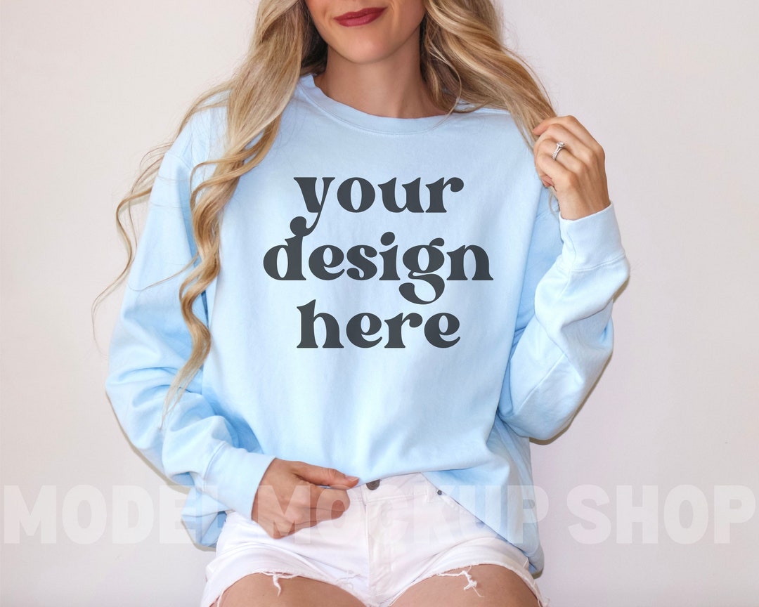 Comfort Colors Chambray 1566 Mockup, Comfort Colors Light Blue ...