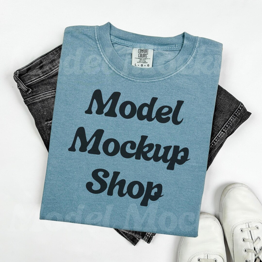 Comfort Colors 1717 Ice Blue T-shirt Flat Lay Mockup - Etsy