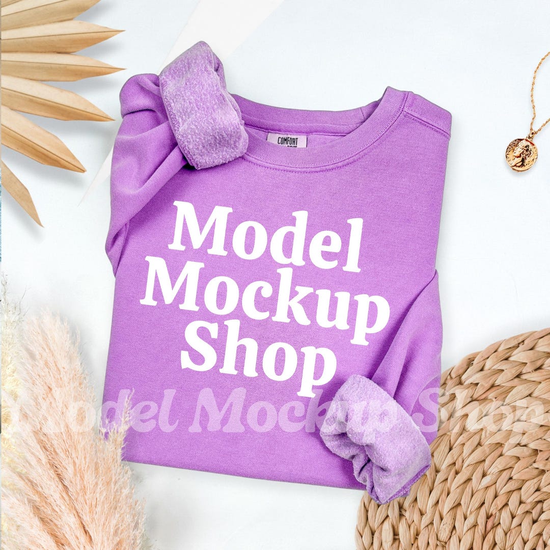Comfort Colors 1466 Neon Violet Mockup, 1466 Simple Flat Lay Mockup ...